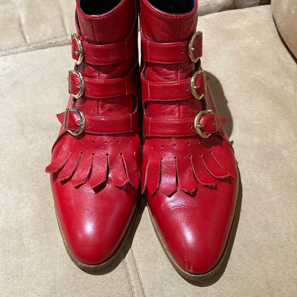 Modern Vice Red Boots With Gold Details - Gem